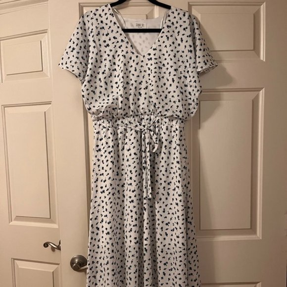 Sienna Sky | Dresses | Sienna Sky White Dress With Blue Flowers | Poshmark